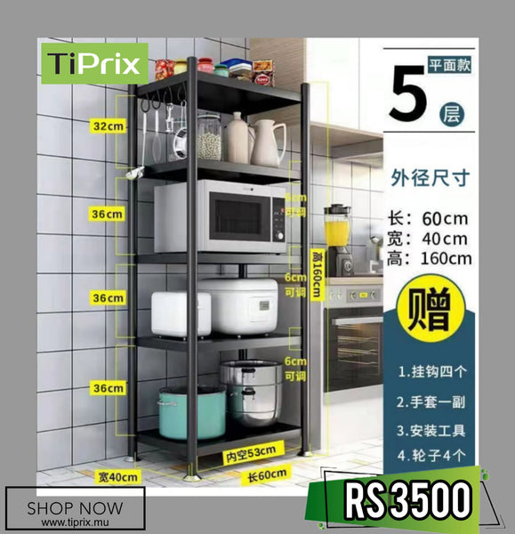 5 Tier Kitchen Storage Rack Floor Multi-Layer – TIPRIX.MU