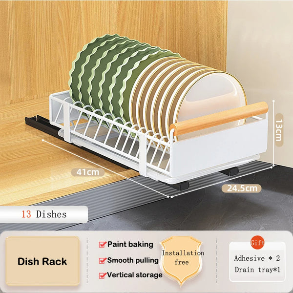Sliding Bowl Dish Storage Rack, Kitchen Dish Drying Rack, Cabinet Orga ...